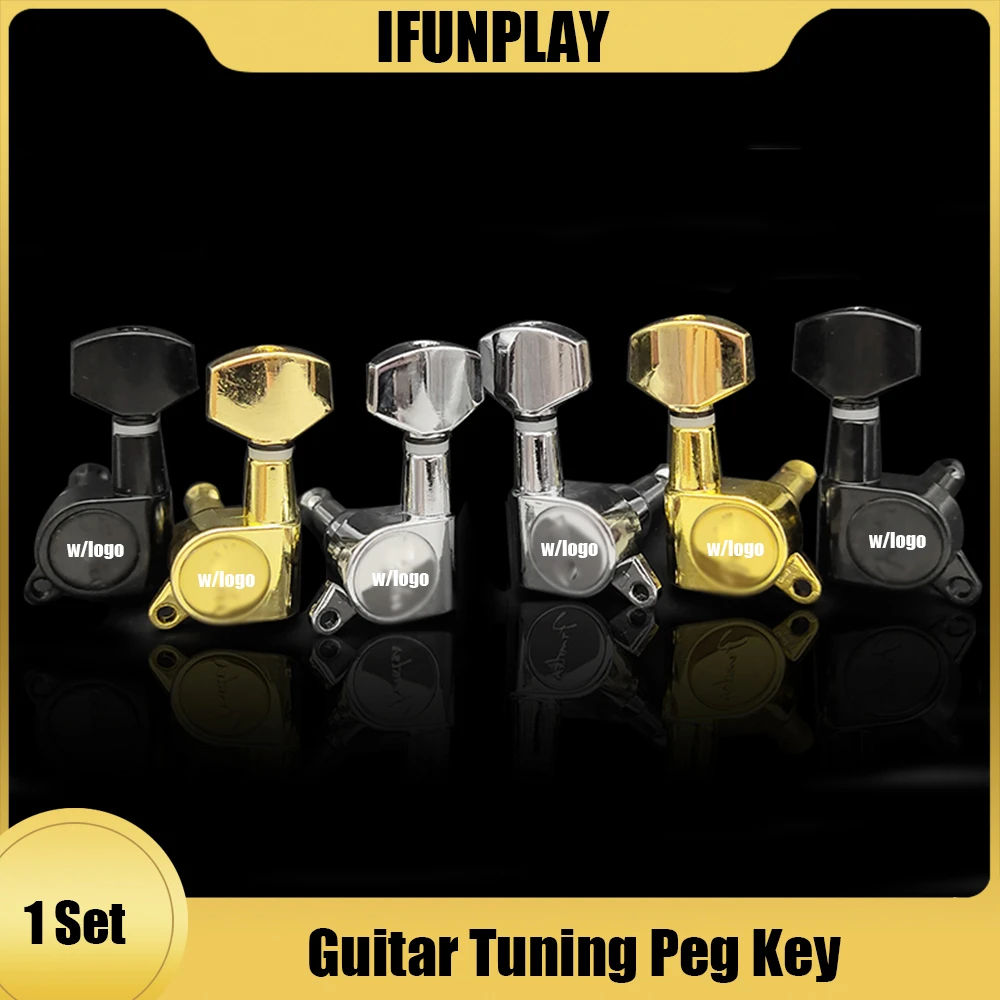 6PCS Guitar Tuning Pegs Tuner Machine Heads DIY with Logo Tuning Peg ...
