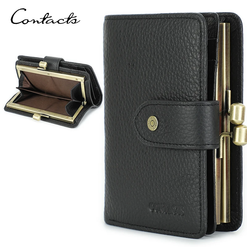 CONTACT-S-Kiss-Lock-Wallets-for-Women-RFID-Genuine-Leather-Metal-Frame ...