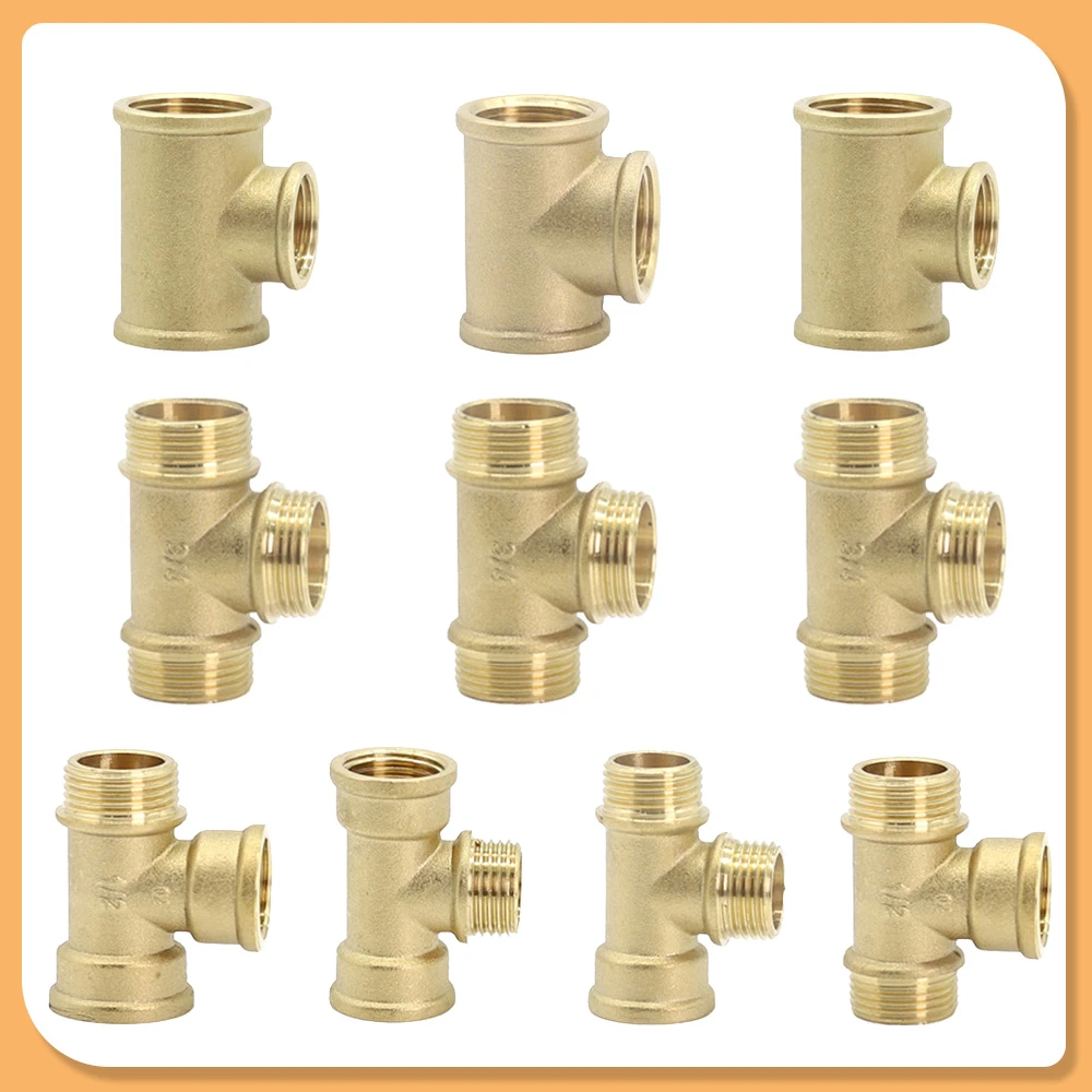 12 Type of 1/2" 3/4" 1" Brass Copper Tee Adapter Extender Connect ...
