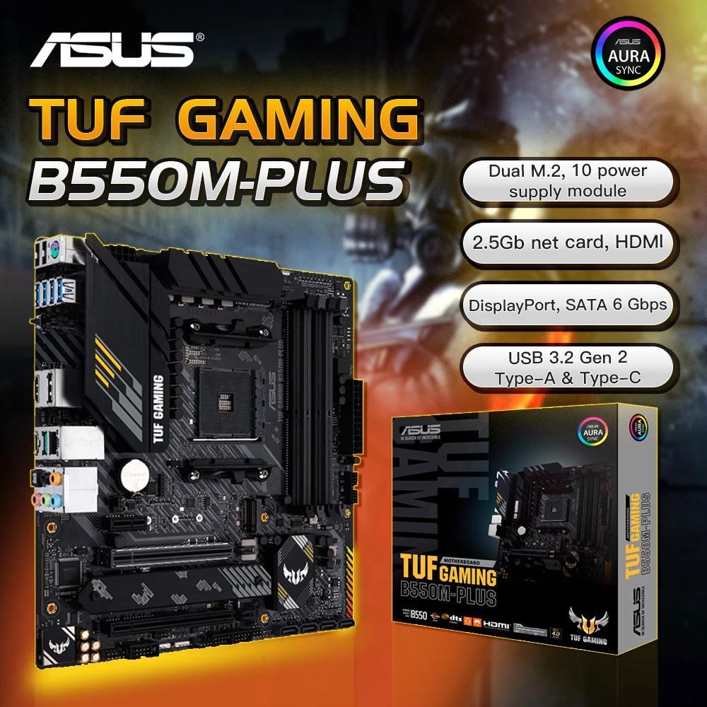 ASUS-B550M Plus Kit Conjunto de Motherboard, Jogos TUF, Micro-ATX, DDR4 ...