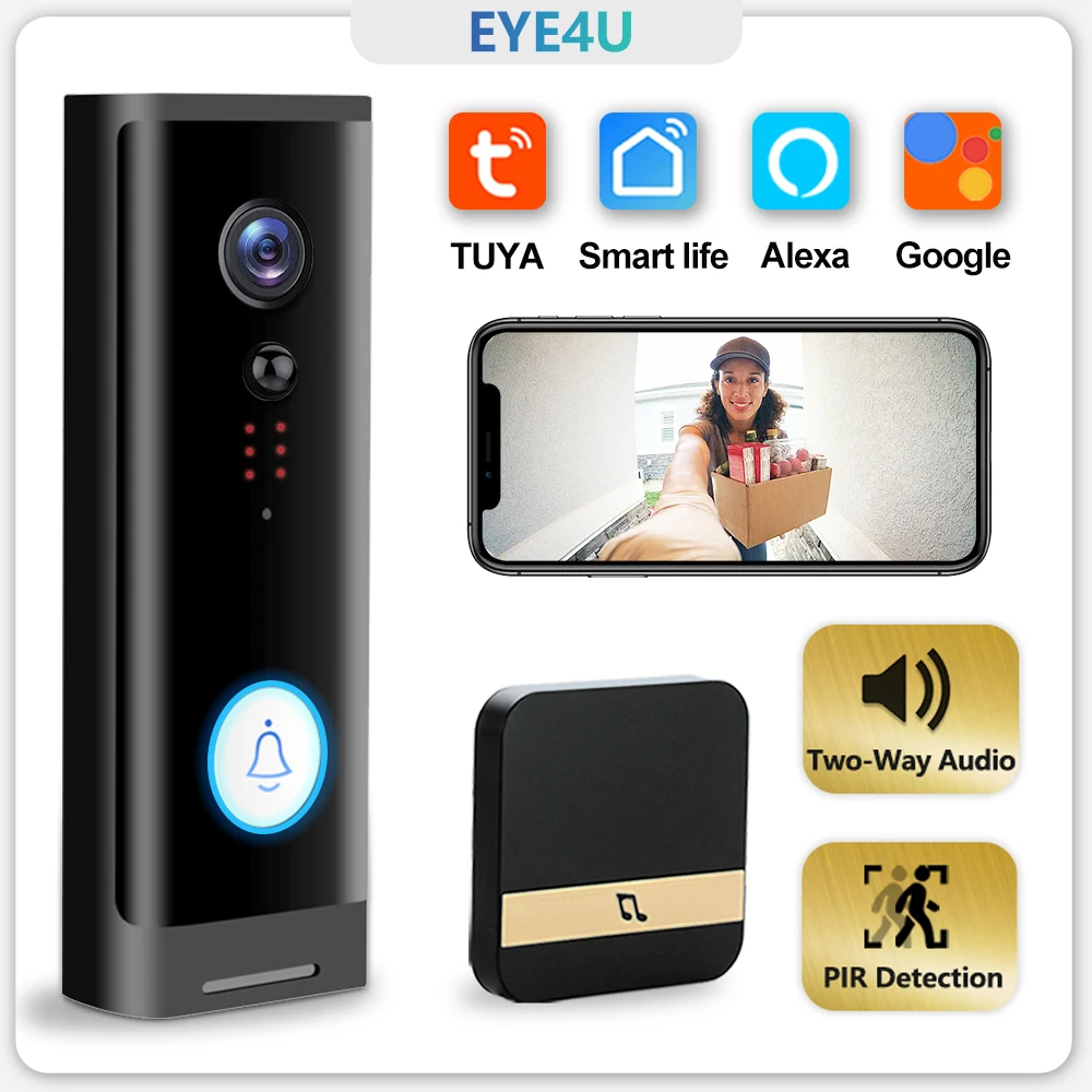 EYE4U Smart WiFi Video Doorbell Camera Visual Intercom With Chime ...