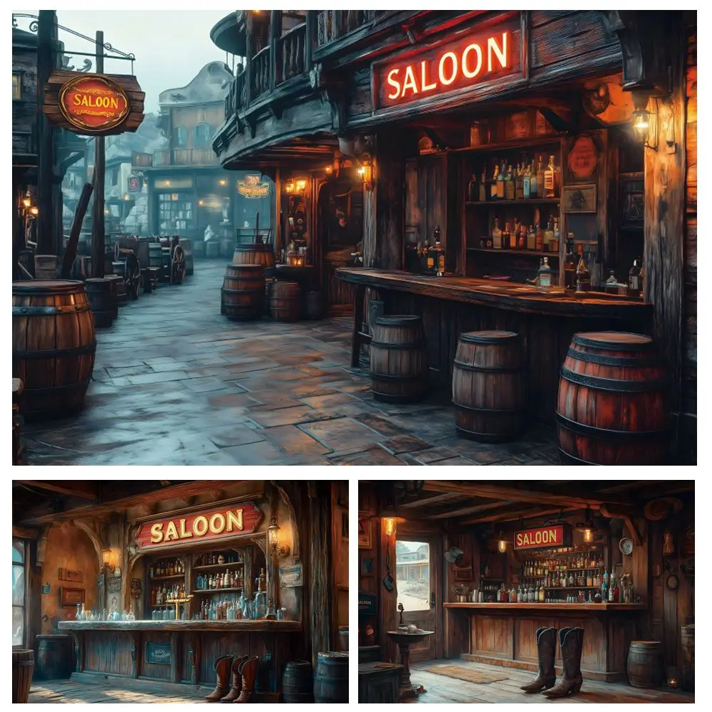 Saloon Bar Backdrop Rustic Wooden House Town Western Cowboy Birthday ...