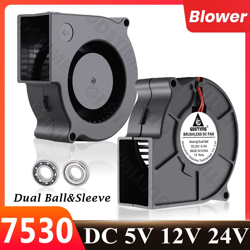 Gdstime 7530 Fan 12V Blower Fan USB Centrifugal Fan Ball 75mm 75x30mm ...