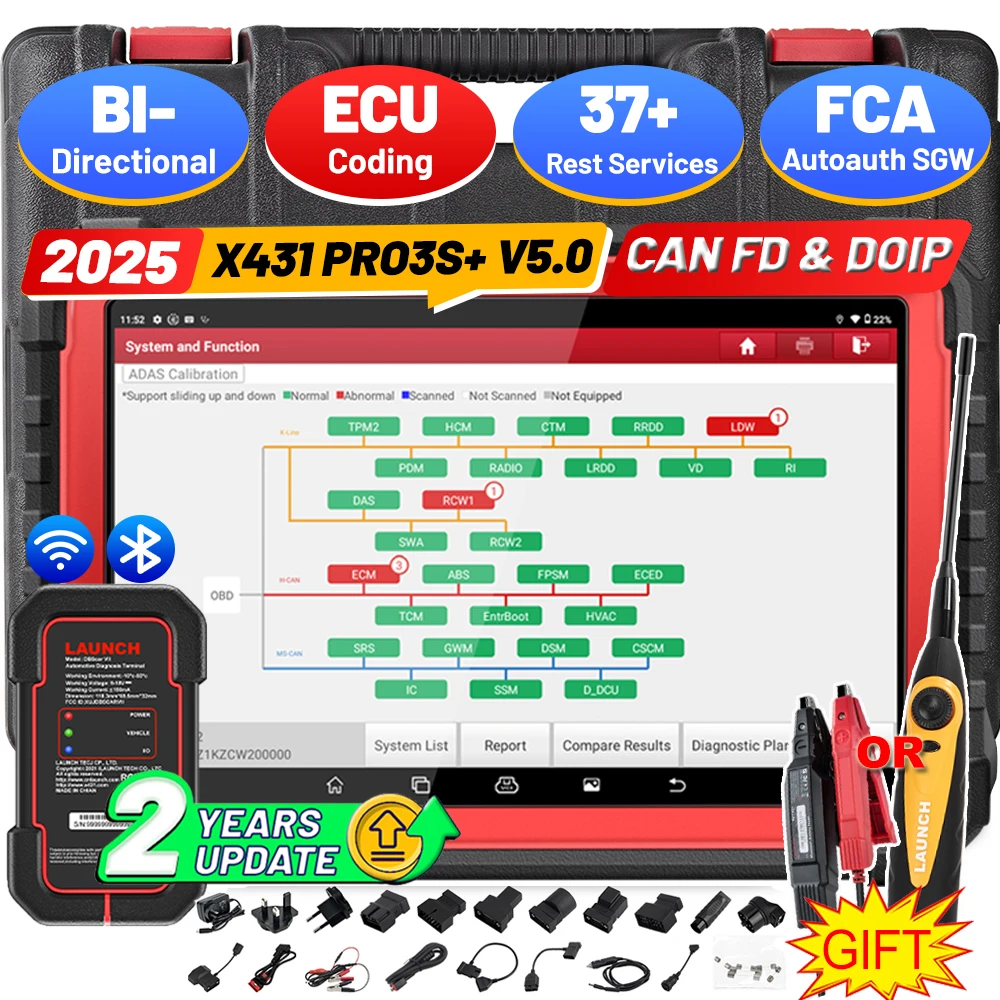 LAUNCH X431 PRO3S+ V5.0 CAN FD DOIP 10.1inch OBD2 Diagnostic scan Tool ...
