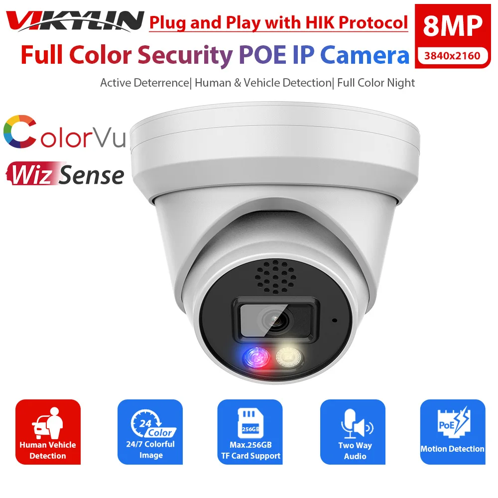 Vikylin-8MP-Full-Color-Security-Camera-for-Hik-Compatible-Onvif-POE ...