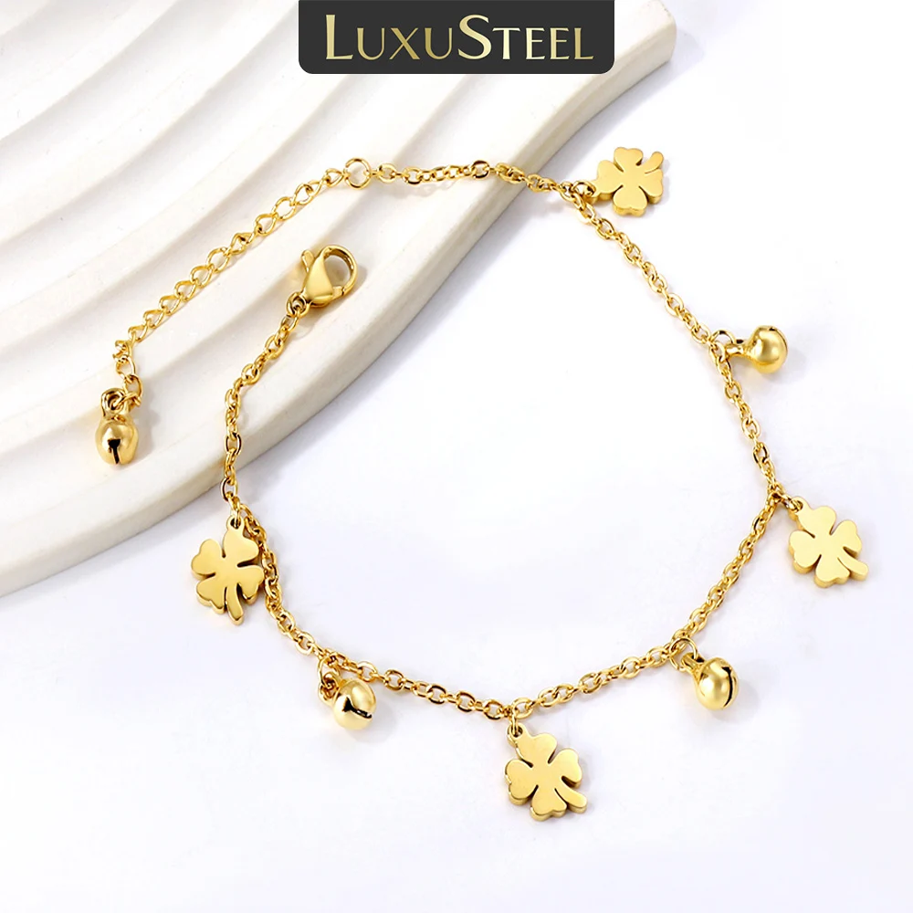 LUXUSTEEL-Four-Leaf-Clover-Stainless-Steel-Golden-Color-Round-Ball ...