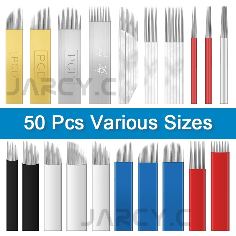 50pcs-Various-Sizes-Microblading-Blades-Needles-Lamina-Tebori-Tattoo ...