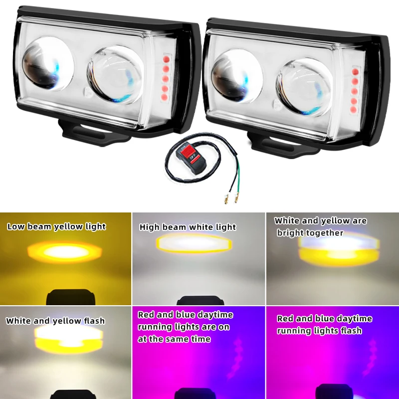 Mini-Driving-Fog-Lights-Spotlights-6-Colors-LED-Headlights-Bulbs ...