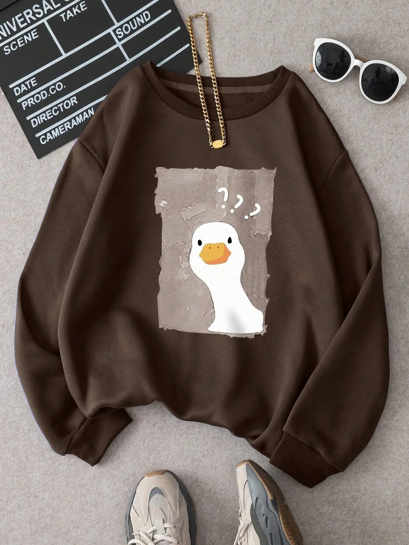 Cartoon-Duck-Print-Women-s-Sweatshirts-Graphic-Oversized-Hoodies-For ...