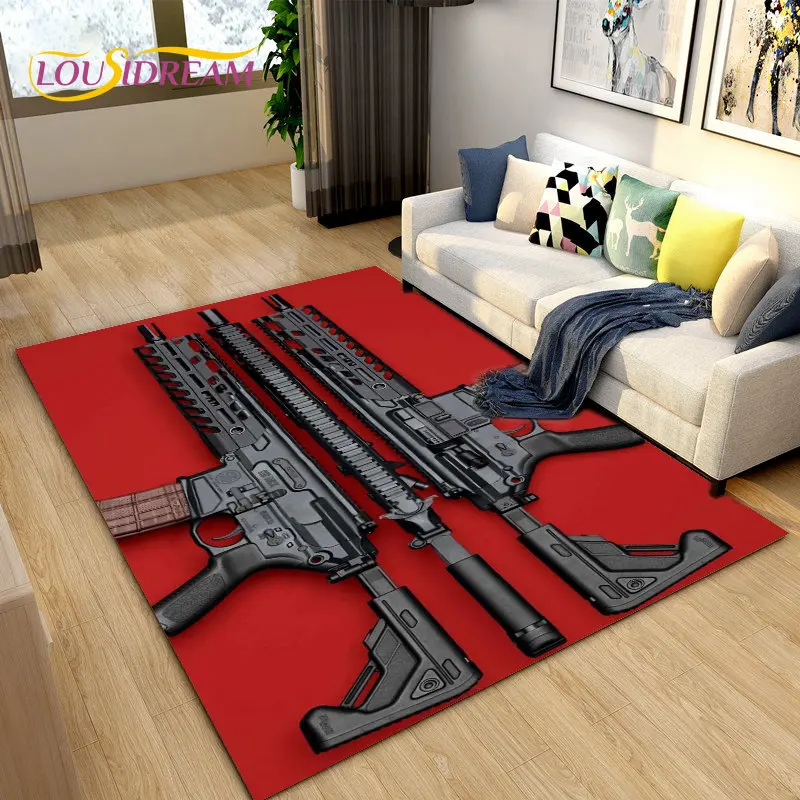 3D Rifle Pistol Revolver Gun Cartoon Area Rug,Carpet Rug for Living ...