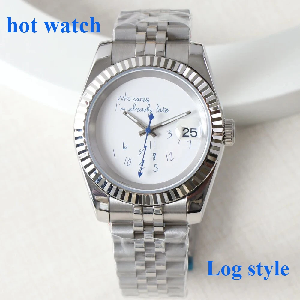 39mm-36mm-NH35-Watch-Who-cares-im-already-late-Watch-Blue-Dial-No-Logo ...
