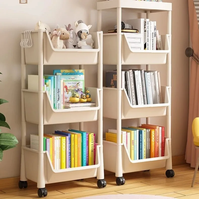 Trolley-Storage-Rack-Multi-Layer-Cart-Movable-Bookshelf-Book-Organize ...