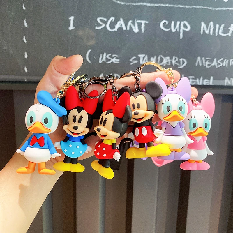 Disney Minnie Keychain Figure Toys Mickey Mouse Daisy Donald Duck Key ...