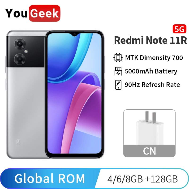 Xiaomi teléfono inteligente Redmi Note 11R, ROM Global, MTK Dimensity 700, 5G, pantalla FHD de 6 ...