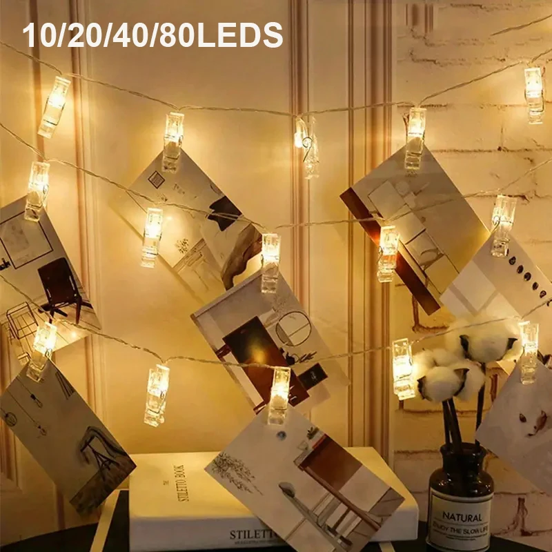 1.5M/3M/6M/10M Led String Light With Photo Clip Battery For Wedding ...