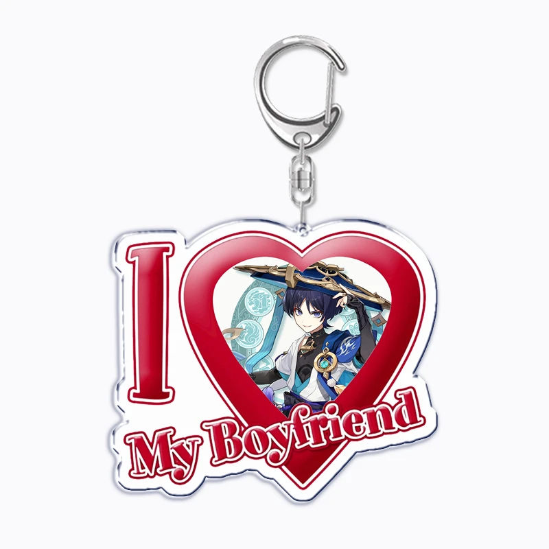 I Love My Boyfriend Figures Chains Keychain for Women Zhongli Xiao ...