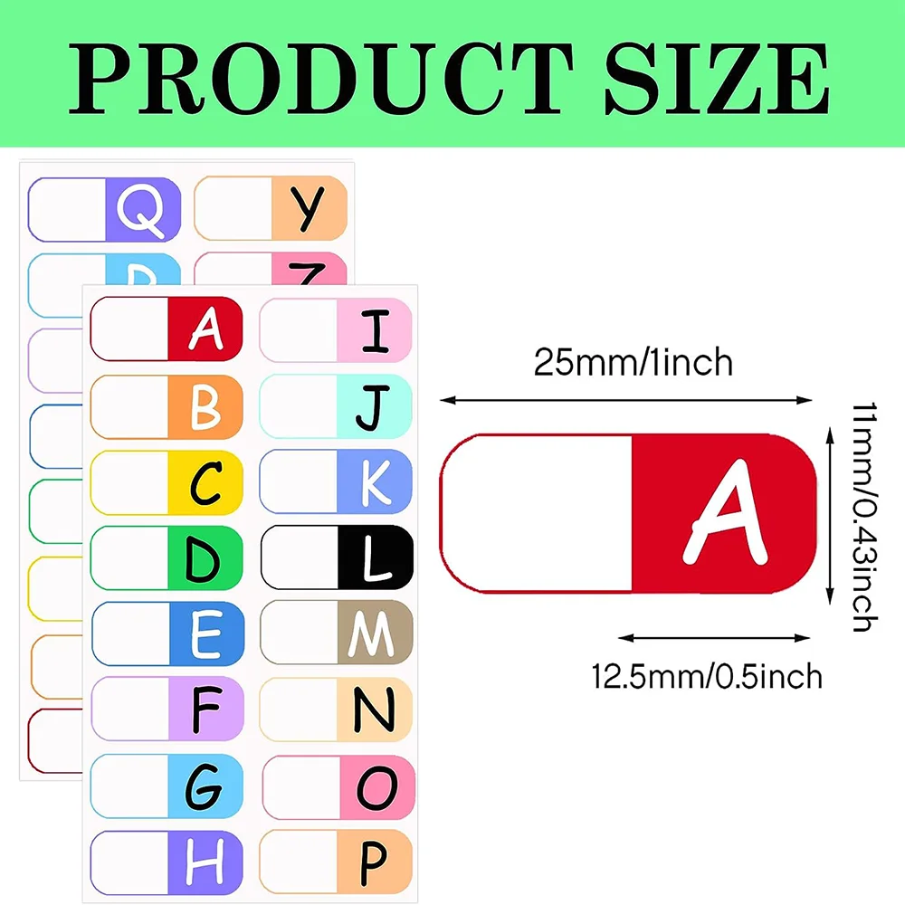 A to Z 26 Letters Index Labels Multicolor Alphabet Tabs 3 Ring Binders ...