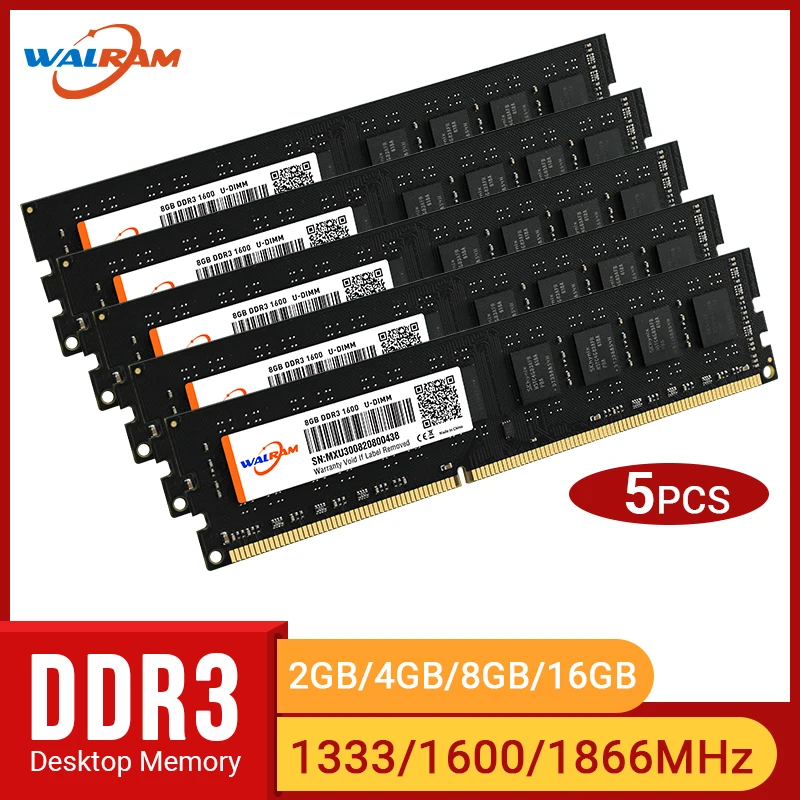5PCS WALRAM DDR3 8GB 1600 Desktop Memoria Ram PC3 4GB 16GB 1333 1866Mhz ...