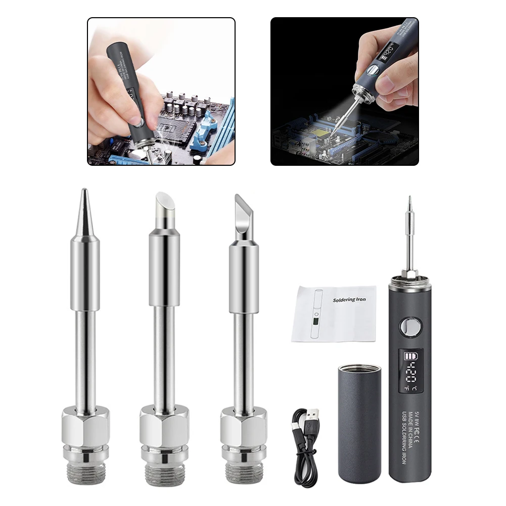 USB Digital Display Soldering Iron Set With Adjustable Temperature Fast ...