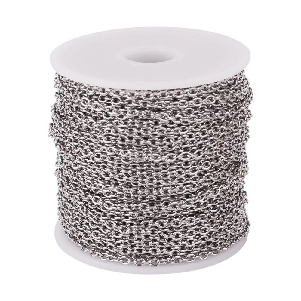 50m/roll 304 Stainless Steel Cable Chains Link Chain With Spool For ...