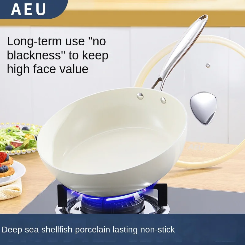 Shell-porcelain-white-pebble-pan-Non-stick-deep-frying-pan-Household ...