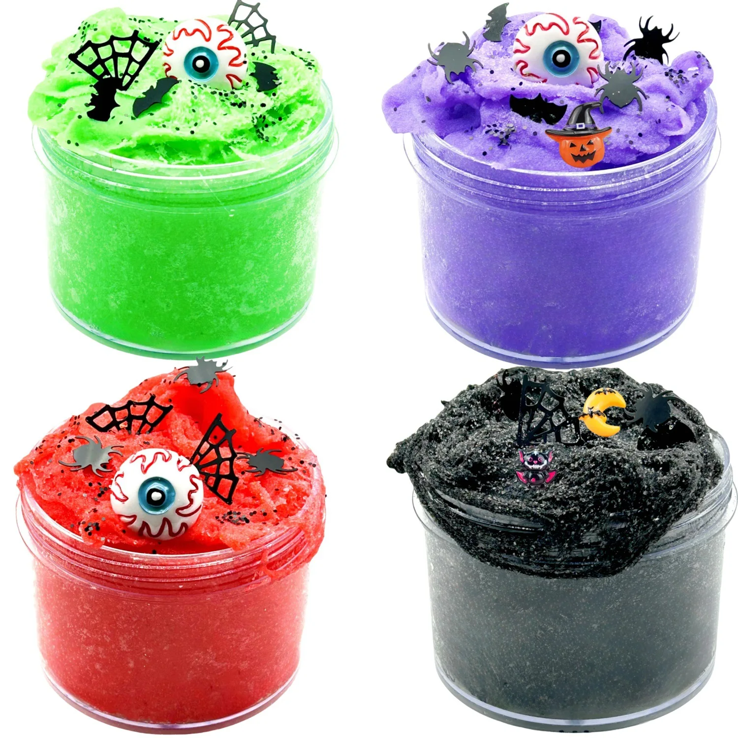 Slime Set Fluffy Charm Toy Halloween Pumpkin Skull Silk Mud 100ml Slime ...