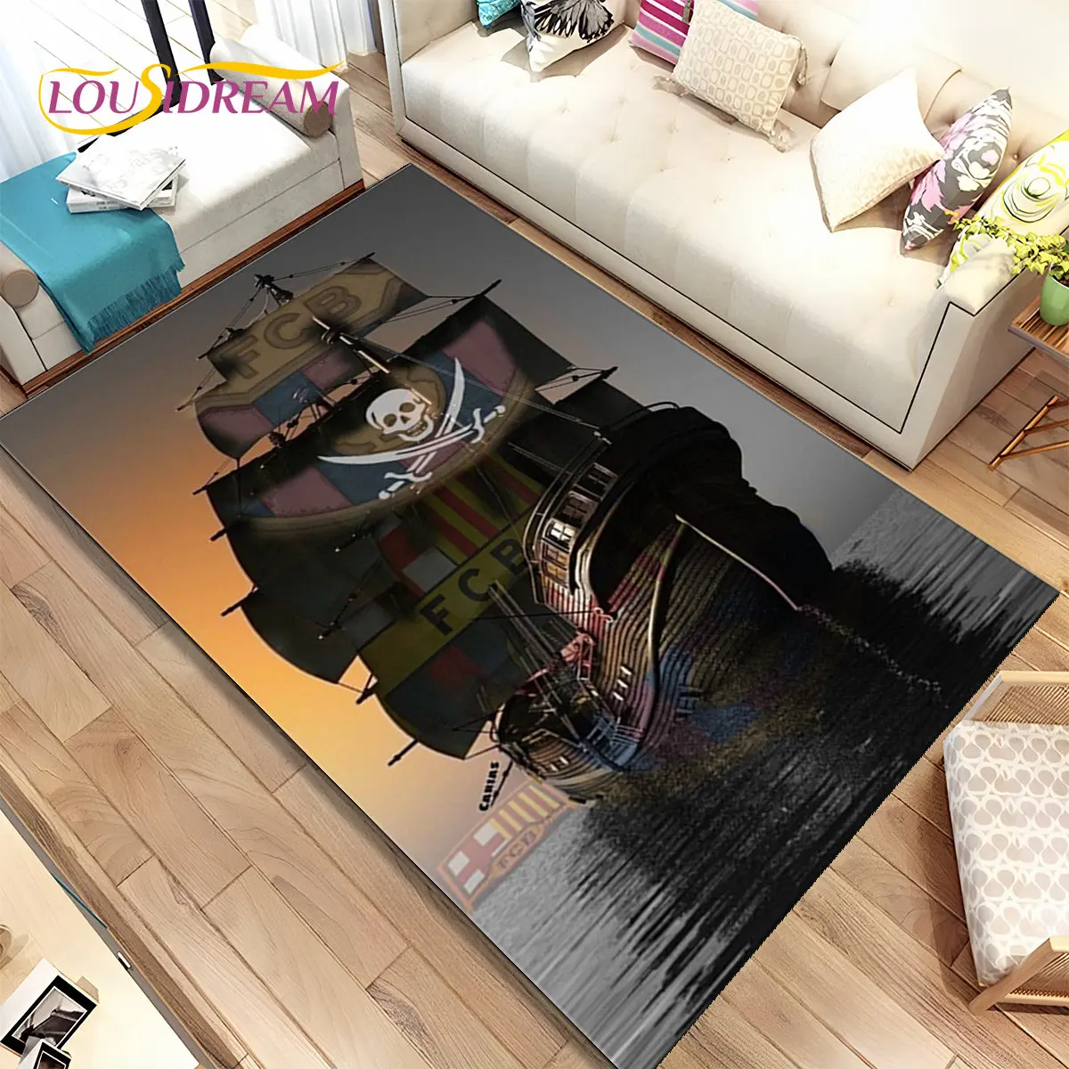 A Pirate Boat,Barque,Boat Ship Area Rug,Carpet Rug for Home Living Room ...