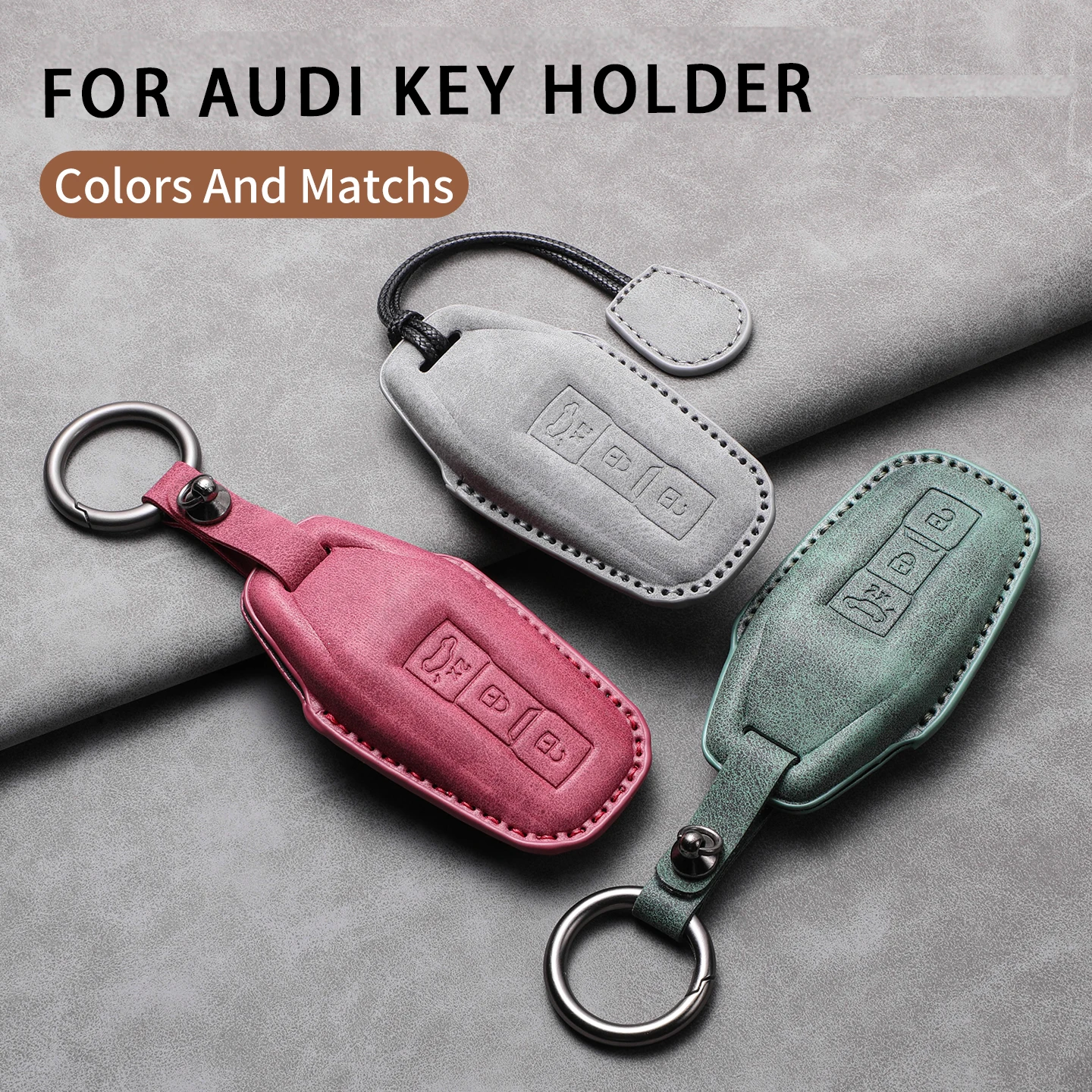 3 Buttons Leather Car Key Case Cover Shell For Audi A3 A5L Q6 A6L A6 A7 ...