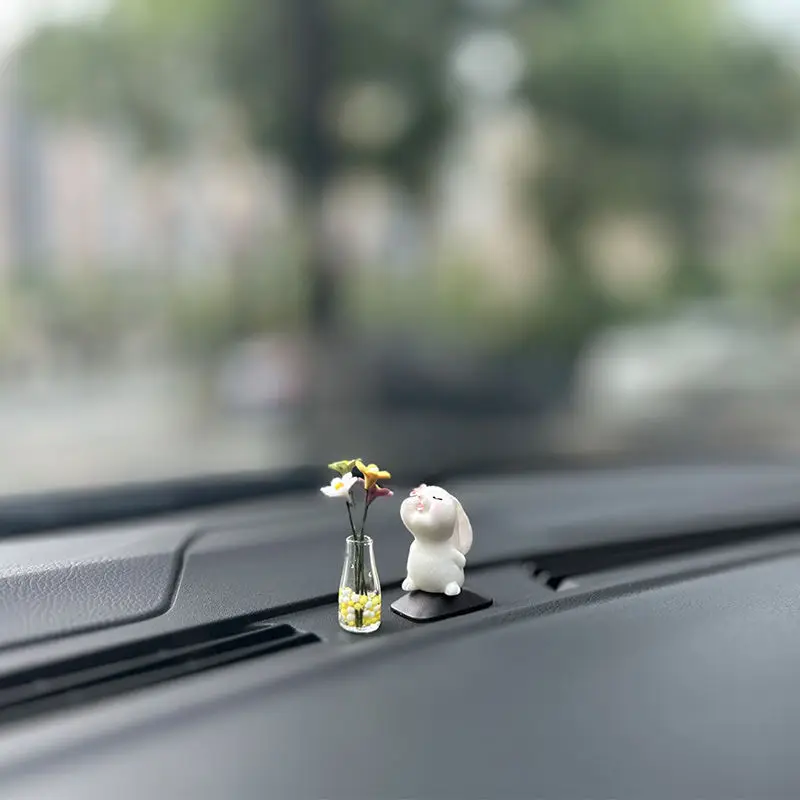 Cute-Anime-Car-Interior-Decoration-Mini-Rabbit-And-Vase-Auto-Dashboard ...