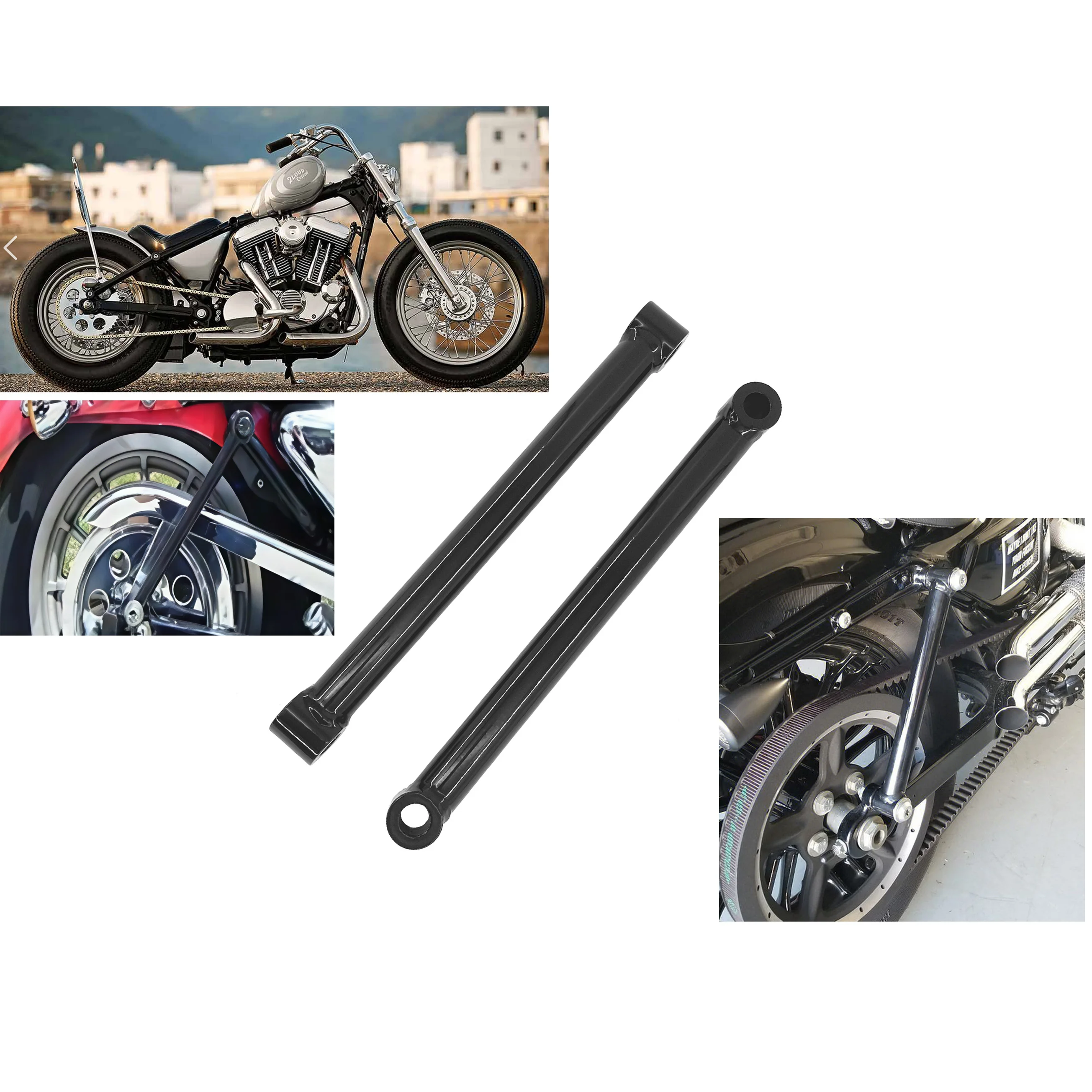 Motorcycle 10" Black 4" Lowering Kit Rigid Rear Hardtail Struts Fit for ...