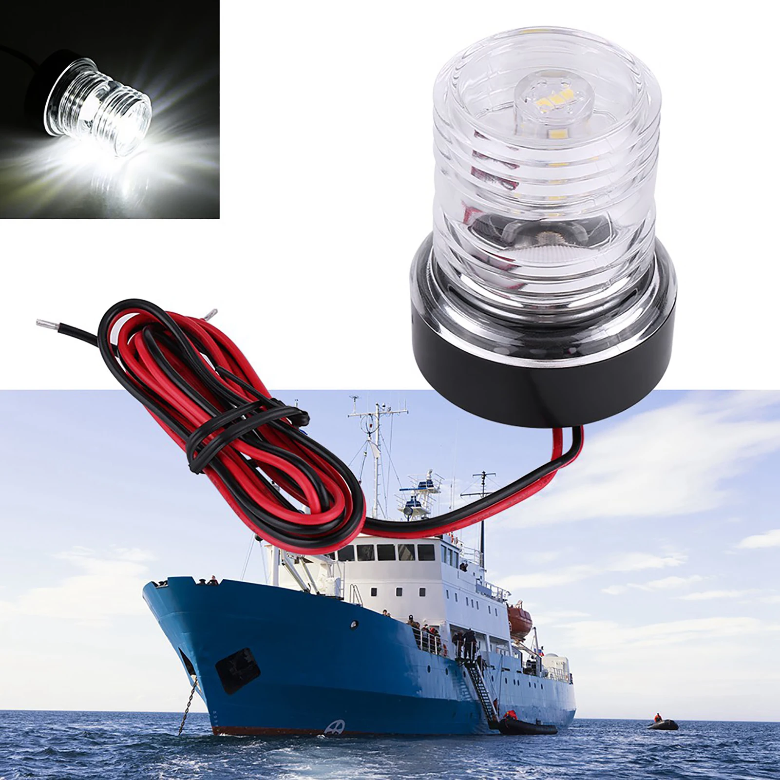 12V Yacht Navigation Light All Round 360° White LED Light Waterproof ...