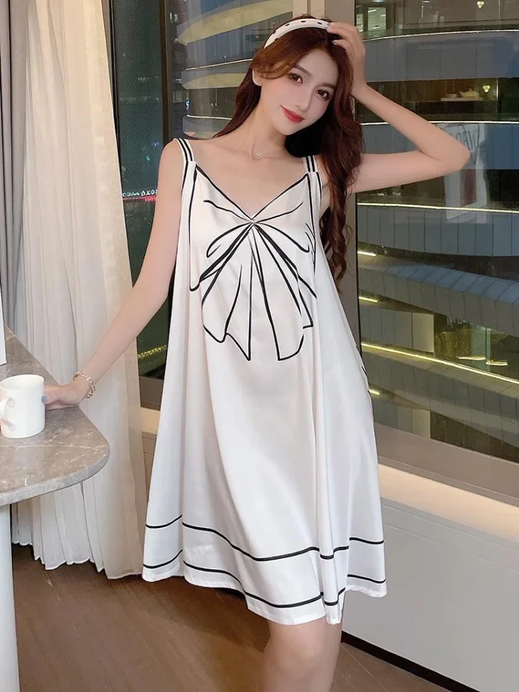 150kg-Large-Size-Loose-Nightgown-Ice-Silk-Cool-Pajamas-Women-s-Summer ...