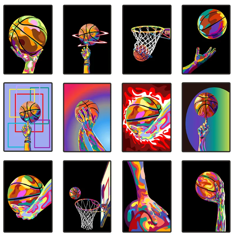 Color-Graffiti-Basketball-Art-Abstract-Aesthetic-Posters-Canvas ...