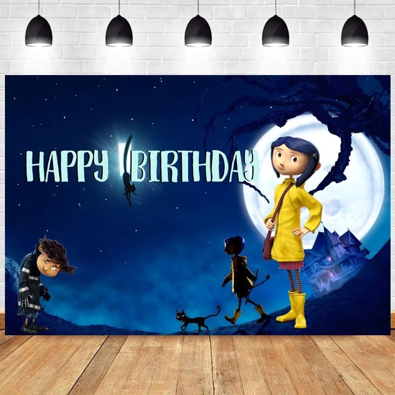 Coraline-Backdrop-Theme-Birthday-Decorations-Kids-Party-Banner-Starry ...