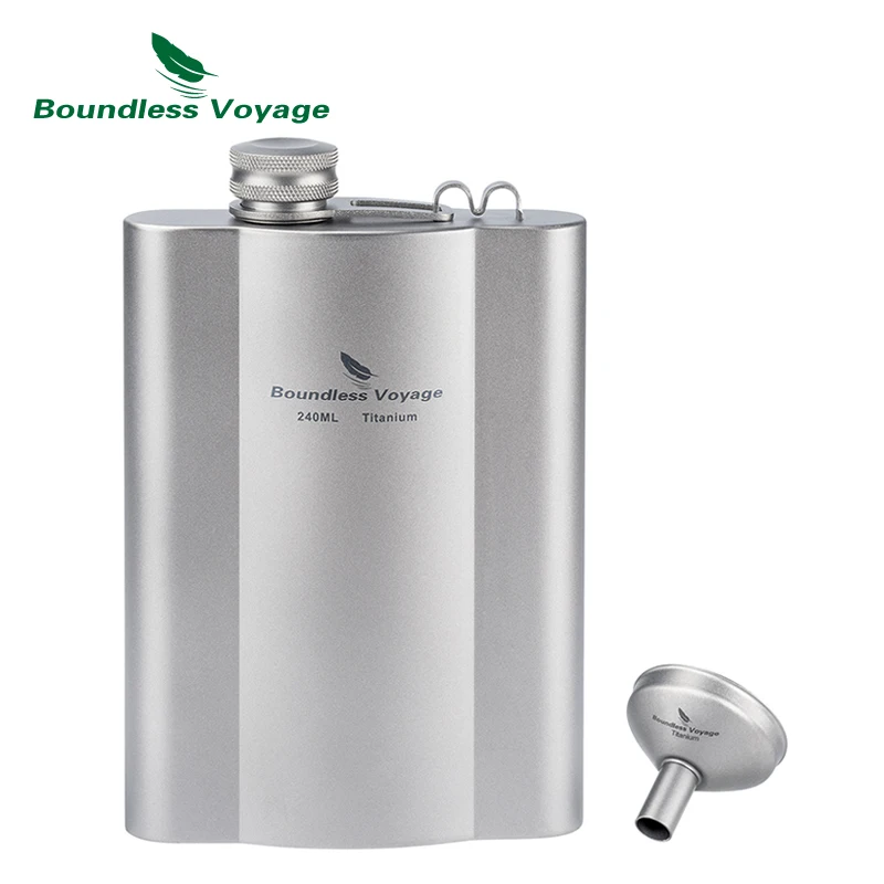 Boundless-Voyage-Titanium-Hip-Flask-with-Funnel-180ml-240ml-Outdoor ...