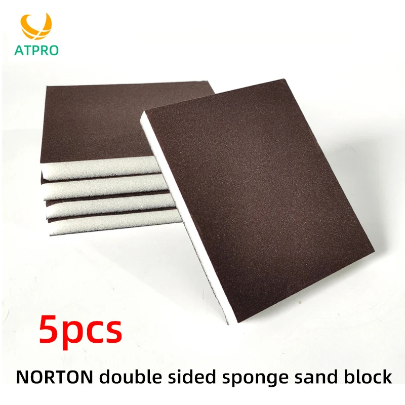 5-pcs-NORTON-double-sided-sponge-sandpaper-Auto-sheet-metal-spray-paint ...