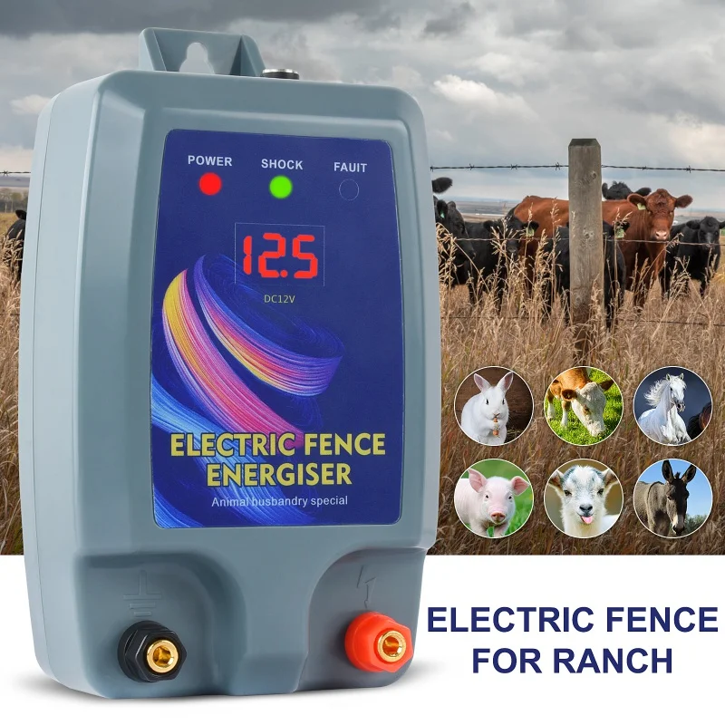 10KM Electric Shepherd for Cattle Animals Farm Electric Fence Energizer ...
