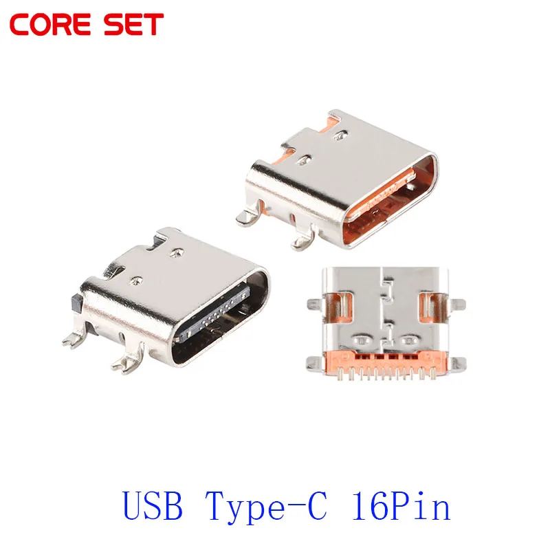 10Pcs-USB-Type-C-16P-female-SMD-high-definition-transmission-interface ...