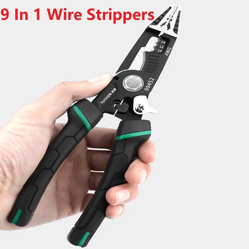 9 In 1 Hand Tool Crimping Tool Sharp-nosed Peeling Pliers Electrician ...