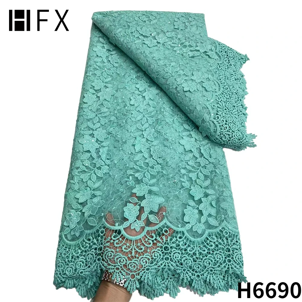 Hfx Green Nigerian Tulle Lace Fabrics 2022 Latest French Silk Milk Mesh ...