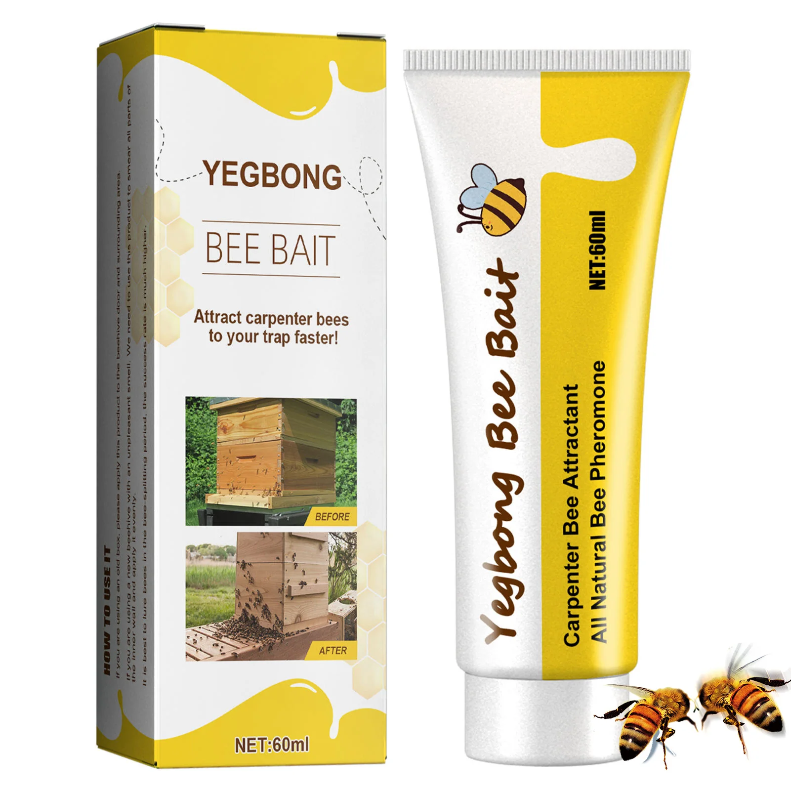 60ML-Bee-Bait-Bee-Swarm-Commander-Lure-Bait-Bee-Cage-Trap-Kit-Beekeeper ...