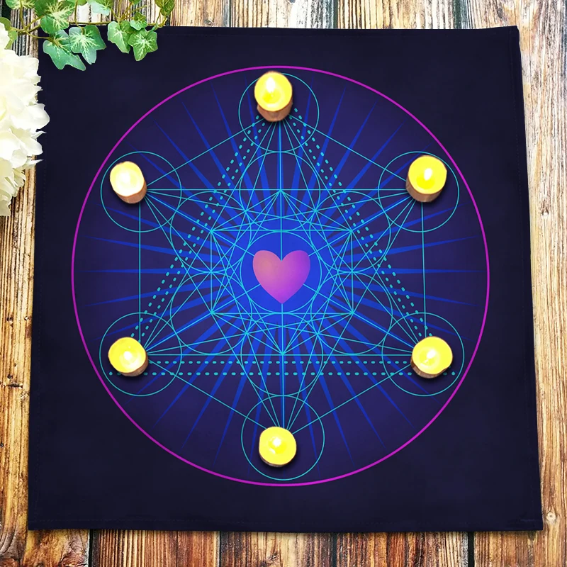 Metatron-Cube-With-Heart-Tarot-Tablecloth-Velvet-Crystal-Grid-Altar ...