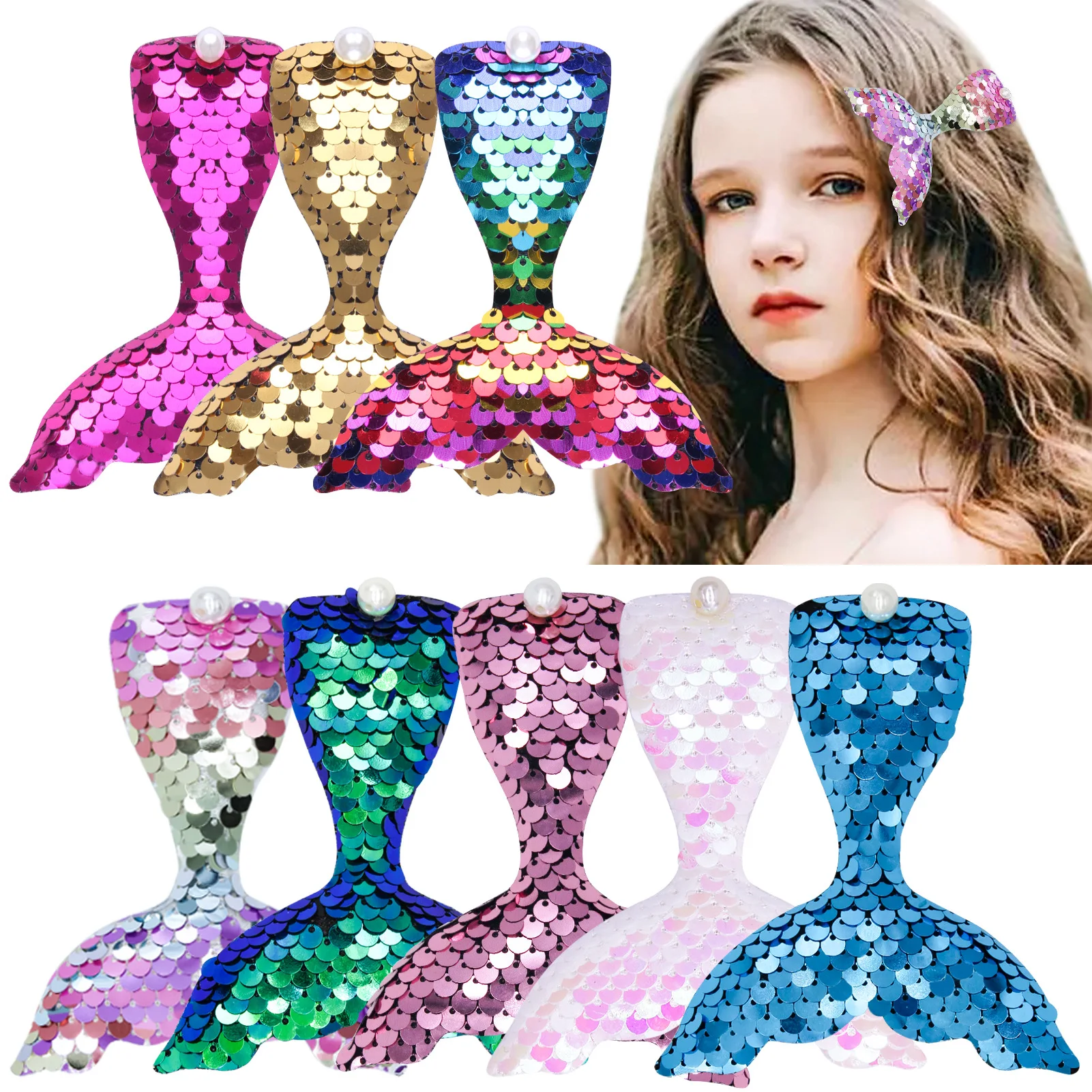 European-American-Fashion-Sequins-Mermaid-Hair-Pin-for-Girls-Colorful ...