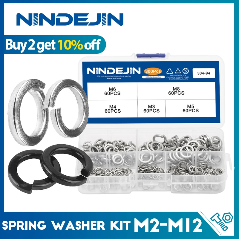 300-480pcs-lock-washers-set-stainless-steel-black-carbon-steel-m2-m2-5 ...