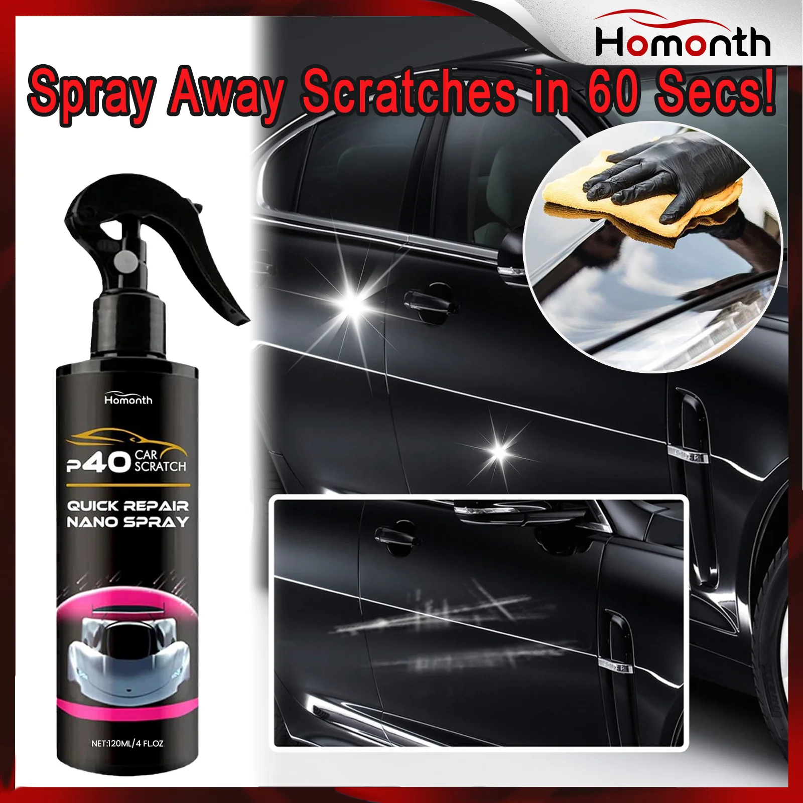Nano Car Scratch Remover Spray 120ml Fast Acting Paint Repair for ...