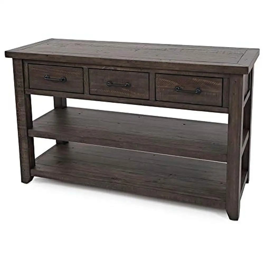Rustic-Farmhouse-Solid-Wood-Console-Sofa-Table-with-Drawers-and-Shelves ...