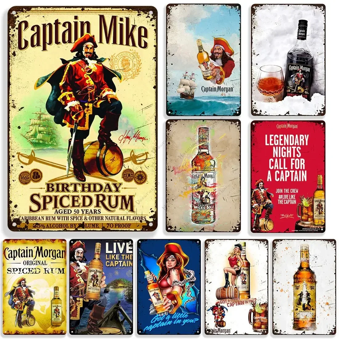 Rum-Brand-Metal-Tin-Sign-Pin-Up-Girl-Vintage-Poster-Metal-Signs-Man ...