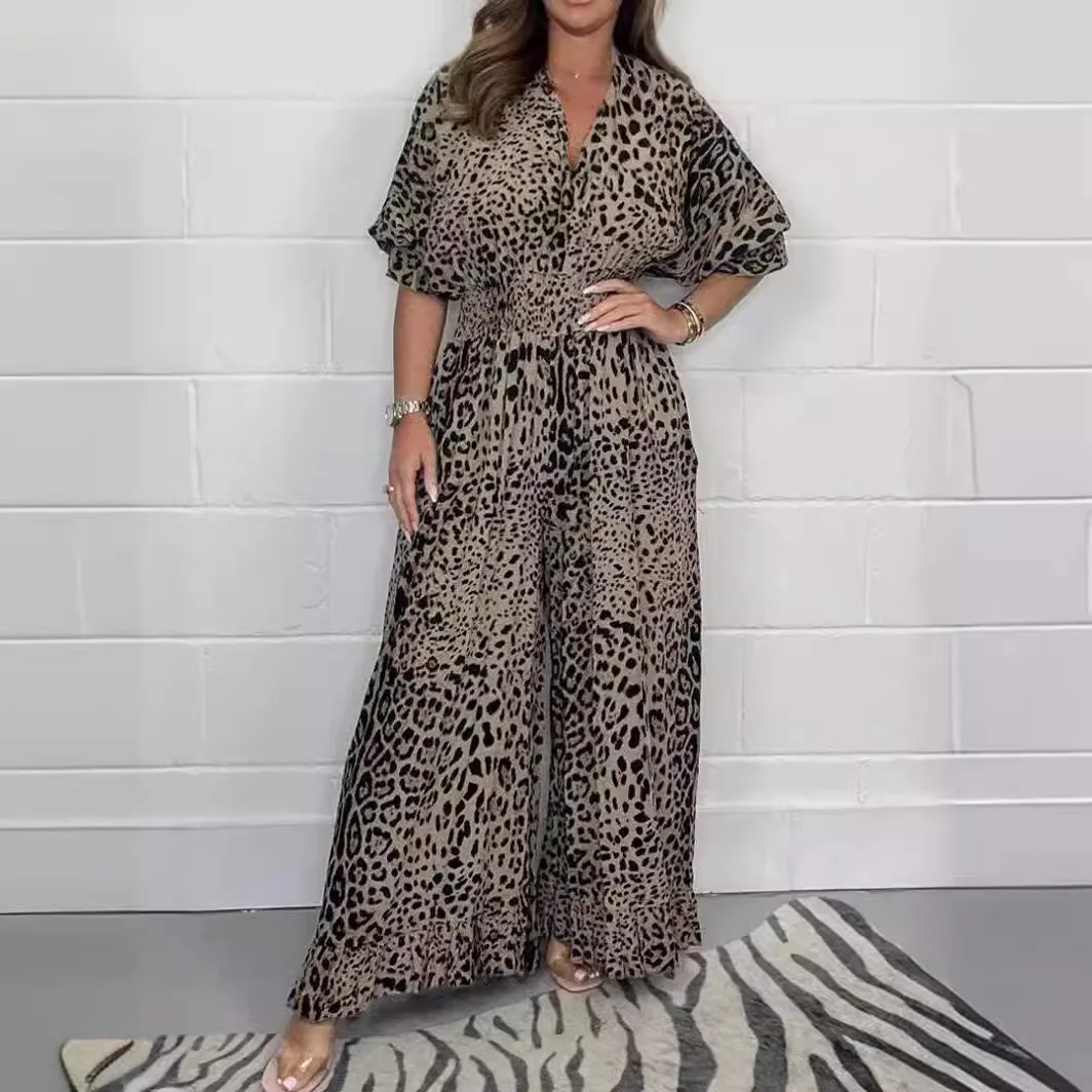 Mono-de-pierna-ancha-con-estampado-de-leopardo-para-mujer-ropa ...