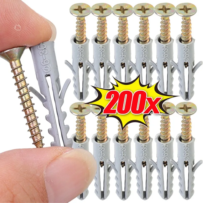 Plastic Expansion Tube Bolts Screws Kit Heavy Duty Self-Tapping Wall ...