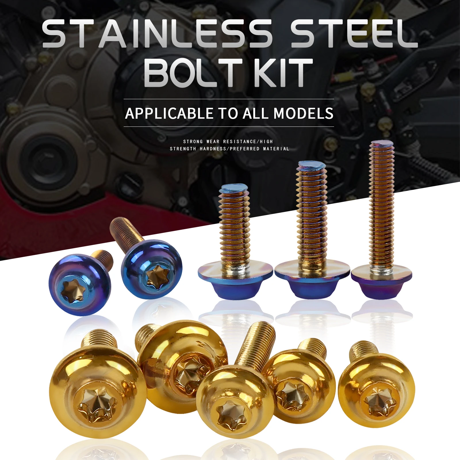 195pcs M5 M6 Motorcycle Full Fairing Bolts Kit Bodywork Screws Torx ...